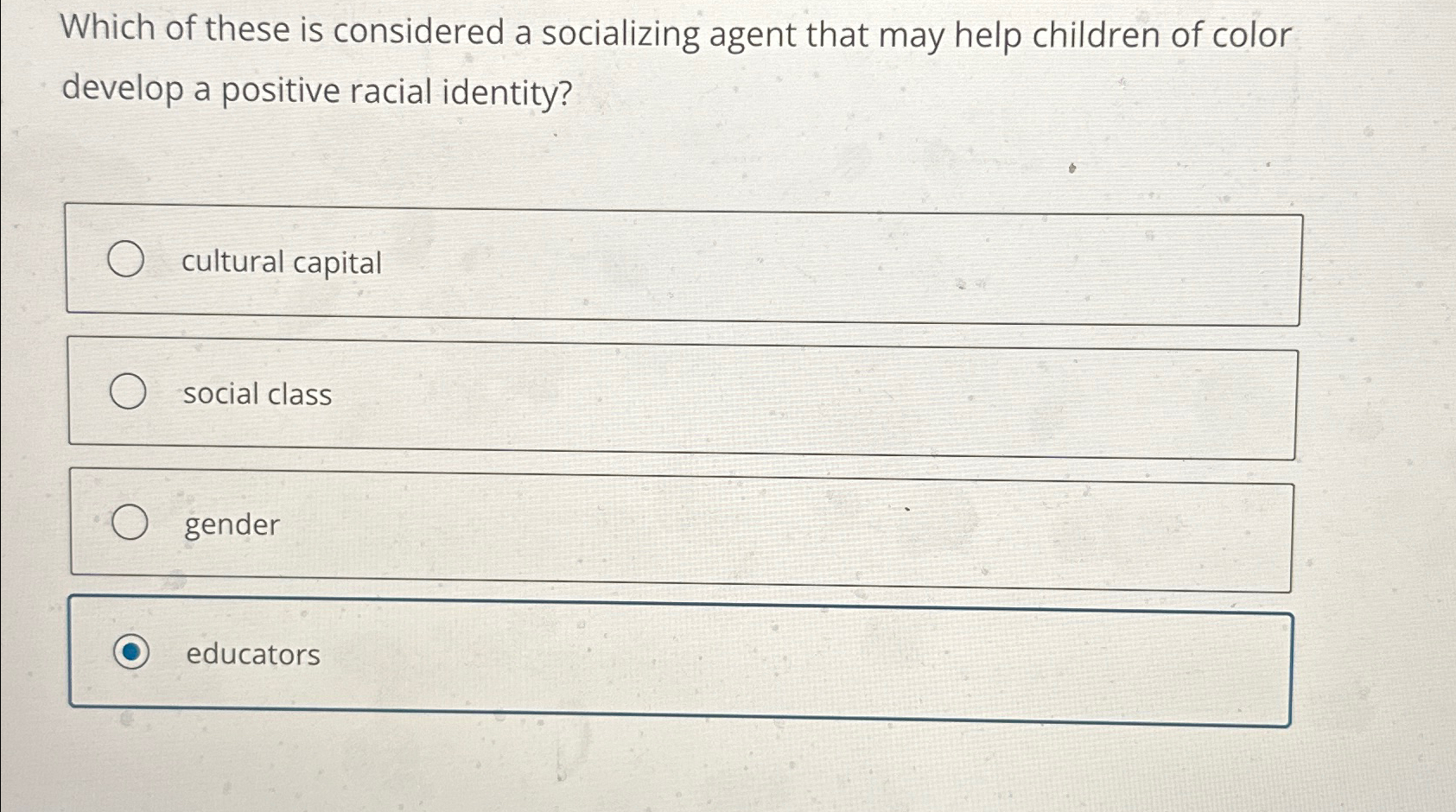 Solved Which of these is considered a socializing agent that | Chegg.com
