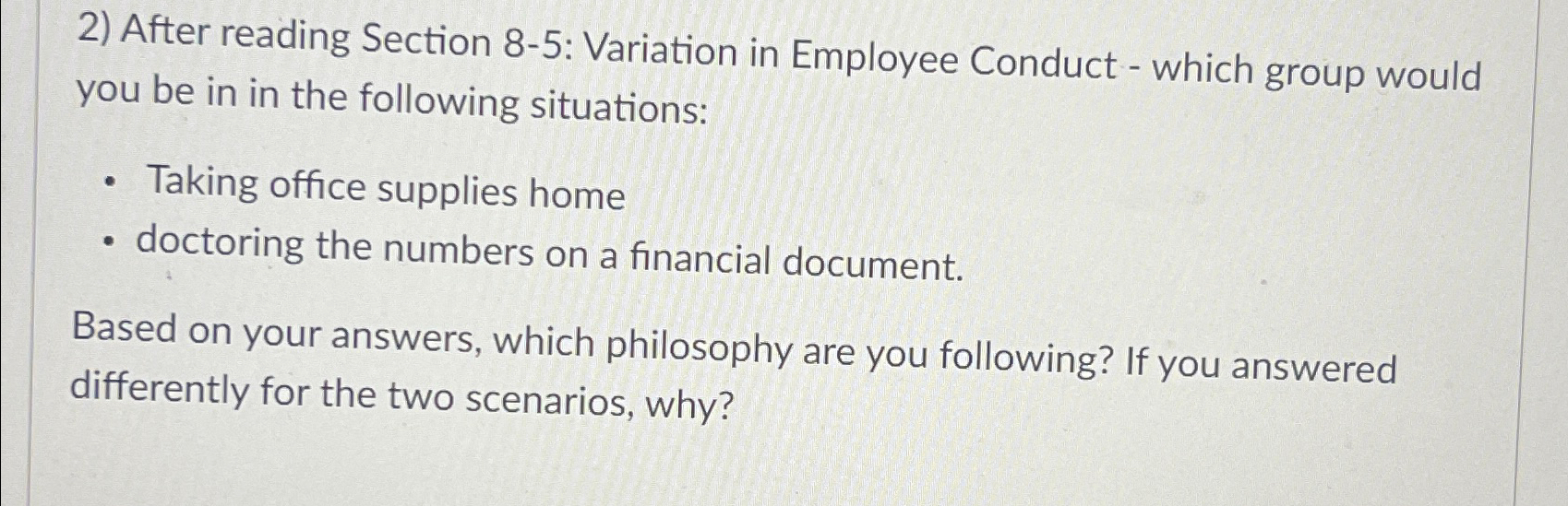 Solved After reading Section 8-5: Variation in Employee | Chegg.com