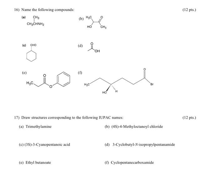 Solved (1 (f 17) Draw structures corresponding to the | Chegg.com
