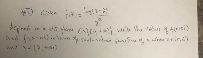 Solved (12) Given f(z)=z1/2log(z−2) defined in a stit plane | Chegg.com