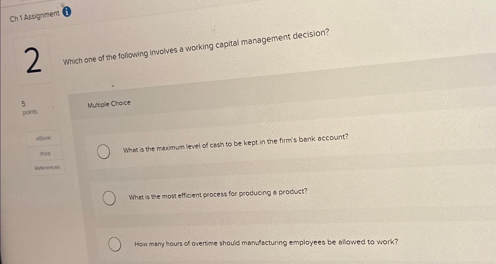 Solved Ch 1 ﻿Assignment iWhich one of the following involves | Chegg.com