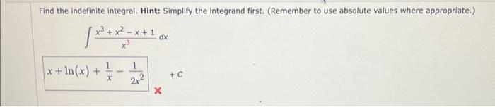 Solved Find the indefinite integral. Hint: Simplify the | Chegg.com