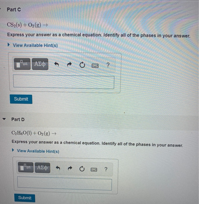 Solved C2H6(g) + O2(g) → Express your answer as a chemical | Chegg.com