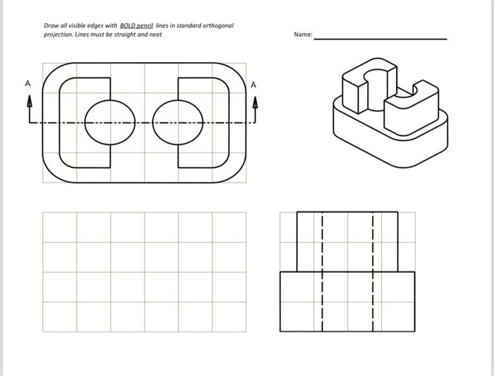 Solved Complete the front projected view as a sectional view | Chegg.com