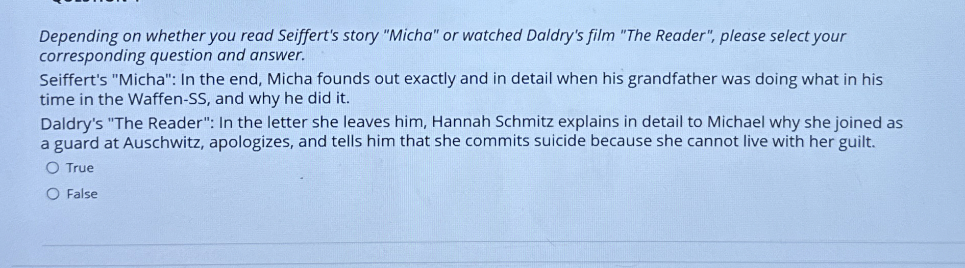 Depending on whether you read Seiffert's story | Chegg.com