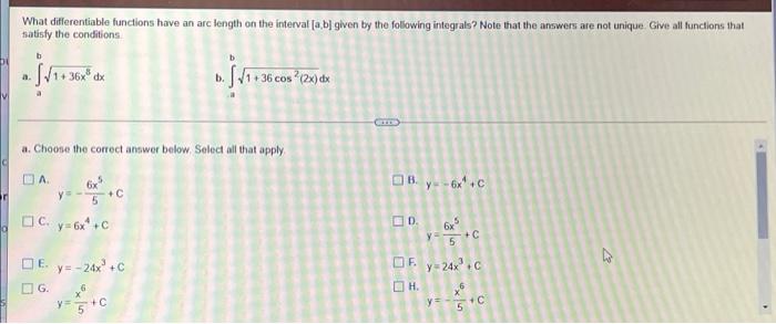Solved What differentiable functions have an arc length on | Chegg.com
