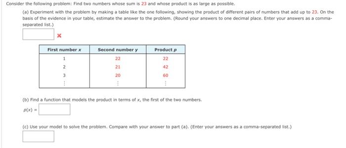 Solved Consider the following problem: Find two numbers | Chegg.com