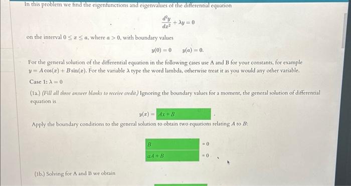 Solved In this problem we find the eigenfunctions and | Chegg.com