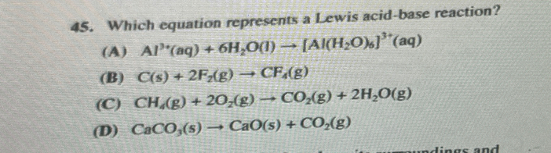 Which equation represents a Lewis acid-base | Chegg.com