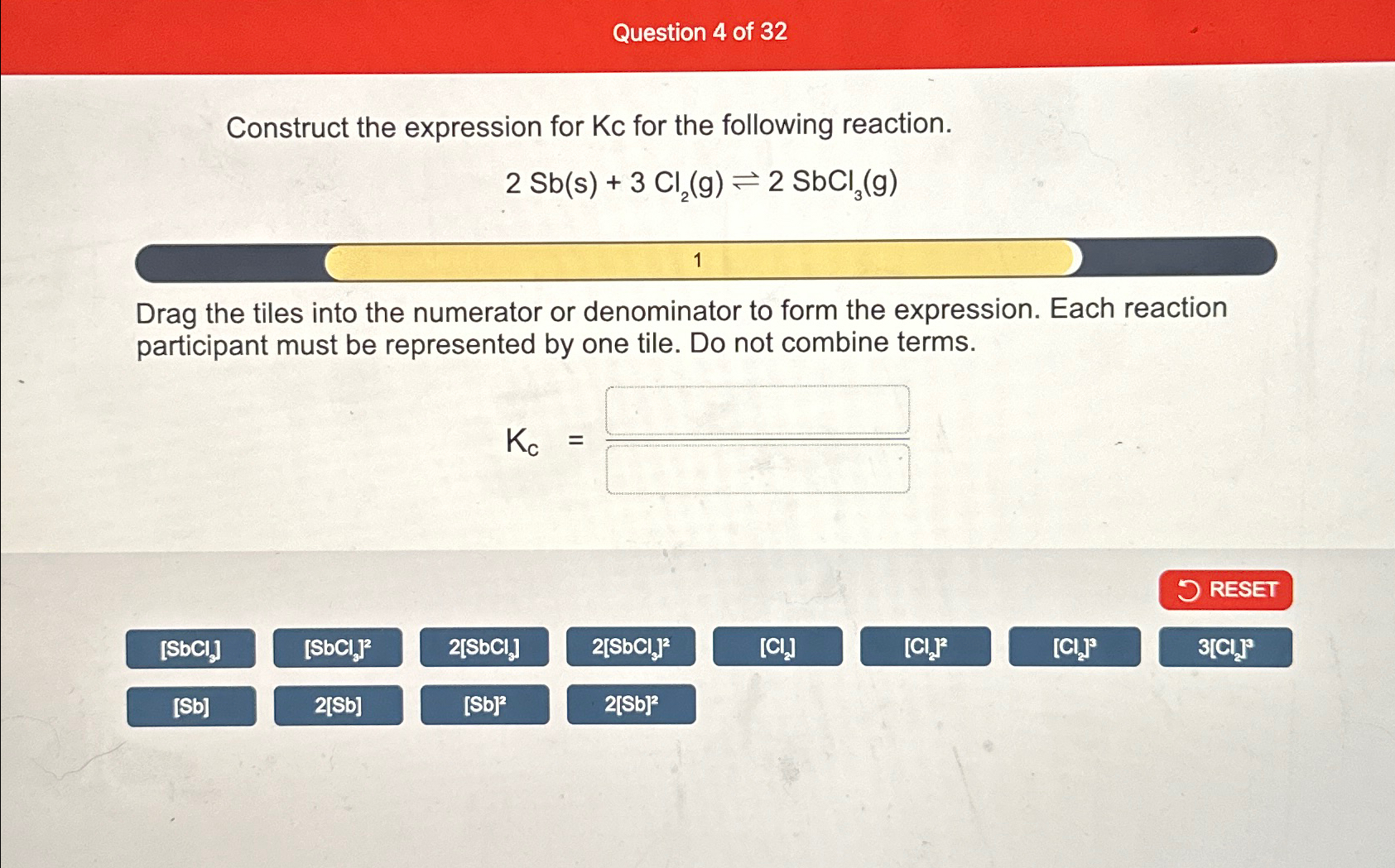 Solved Question 4 ﻿of 32Construct the expression for Kc ﻿for | Chegg.com
