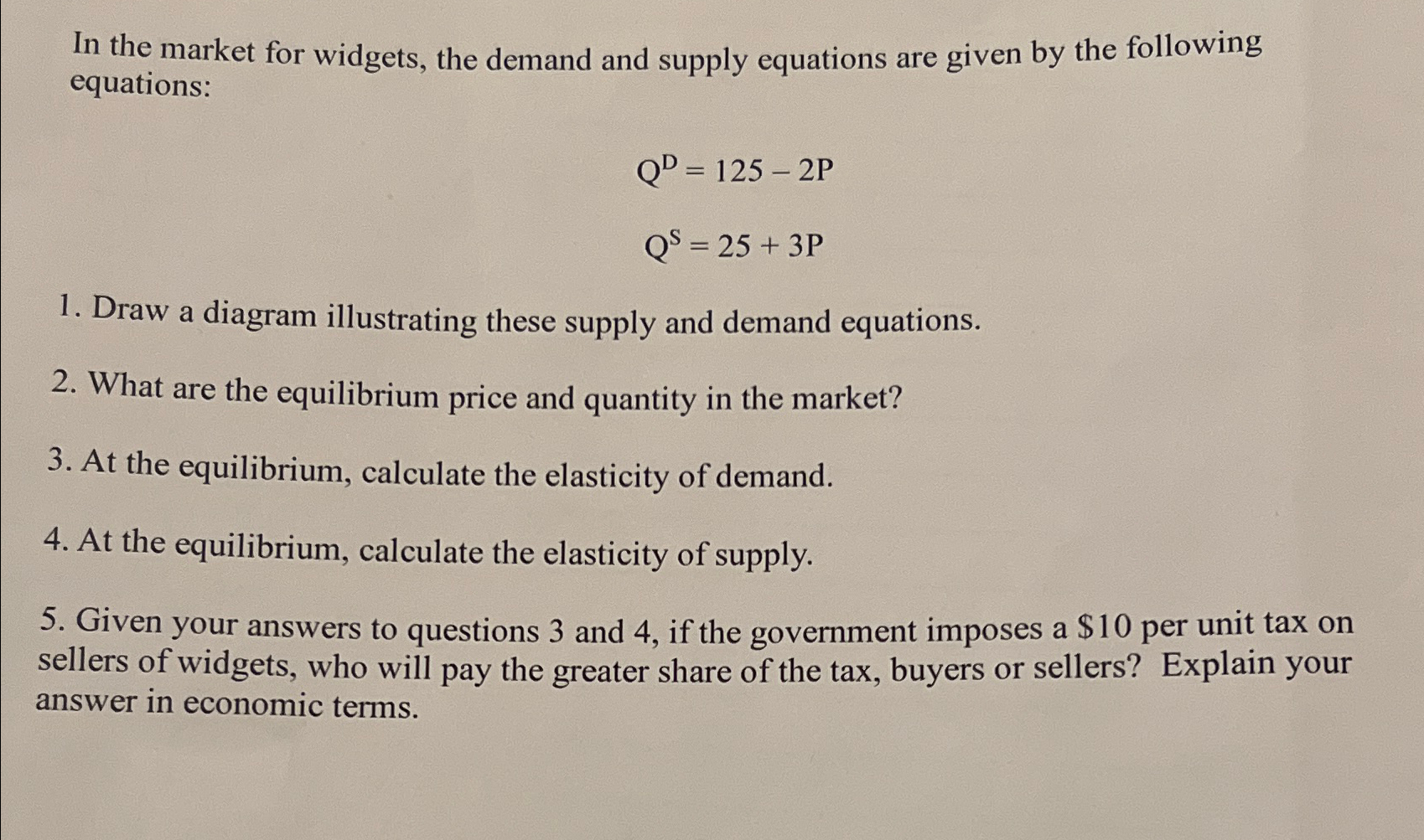 Solved In the market for widgets, the demand and supply | Chegg.com