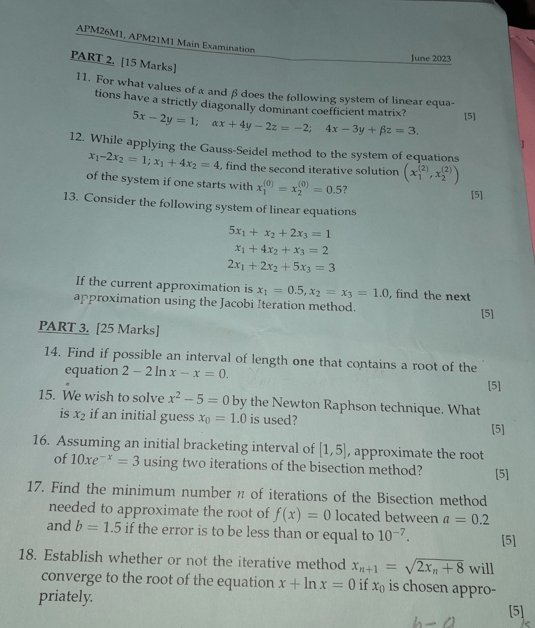 Solved Do both Part 2 ﻿and Part 3.PART 2. [15 ﻿Marks]June | Chegg.com