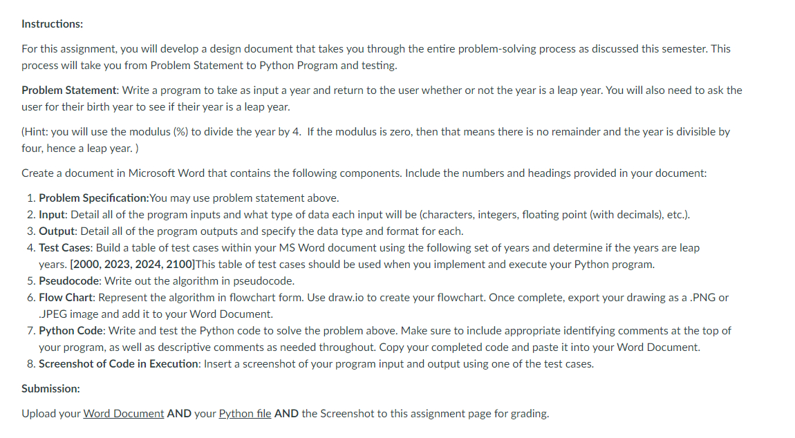 Solved Instructions:For this assignment, you will develop a | Chegg.com