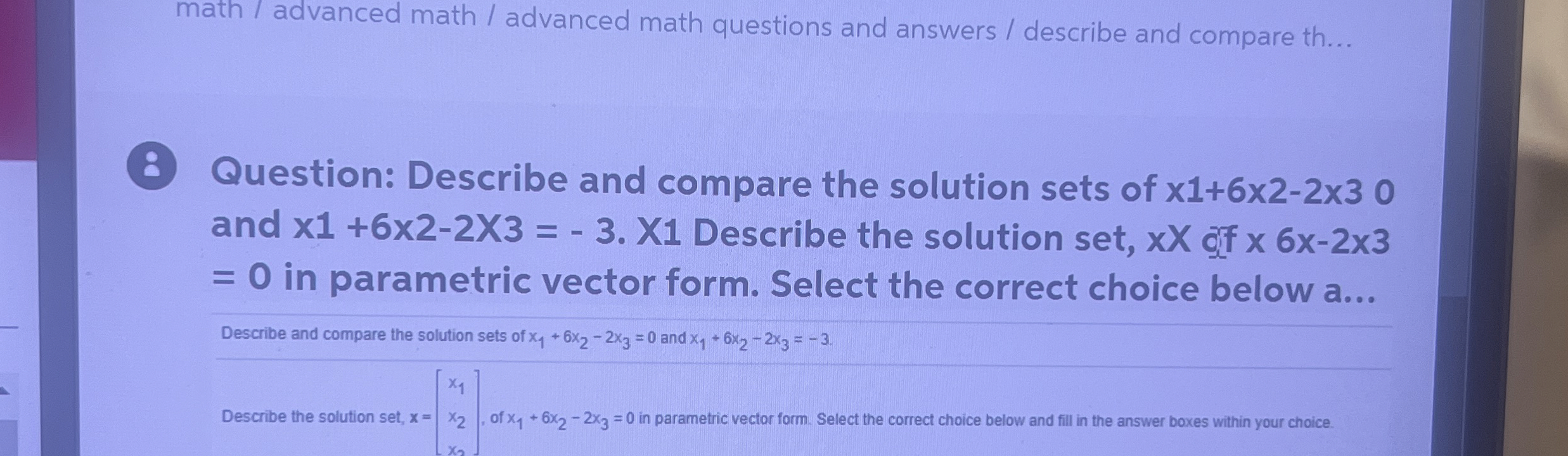 Solved Describe and compare the solution set of math / | Chegg.com