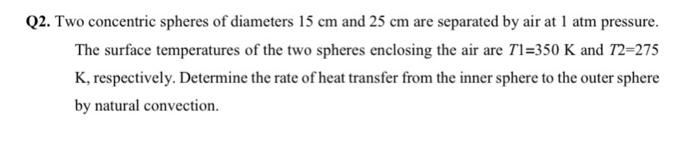 Solved Q2. Two concentric spheres of diameters 15 cm and 25 | Chegg.com