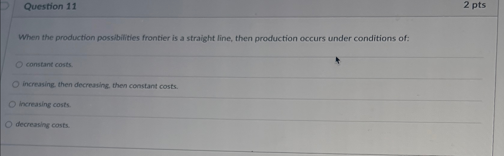 Solved Question 112 ﻿ptsWhen the production possibilities | Chegg.com