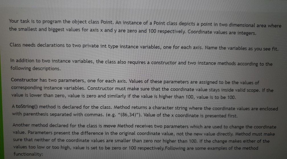 Solved Your task is to program the object class Point. An | Chegg.com