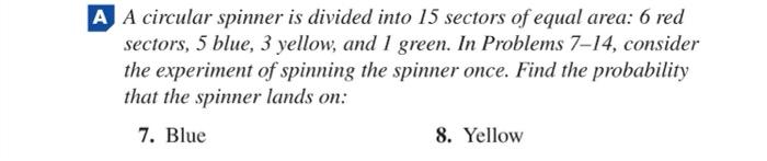 Solved A circular spinner is divided into 15 sectors of | Chegg.com