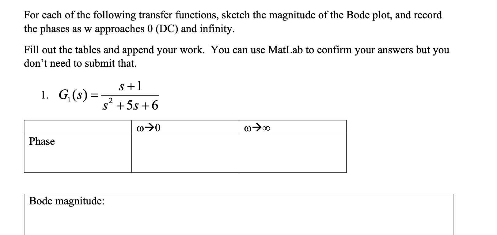 Solved For each of ﻿the following transfer functions, sketch | Chegg.com