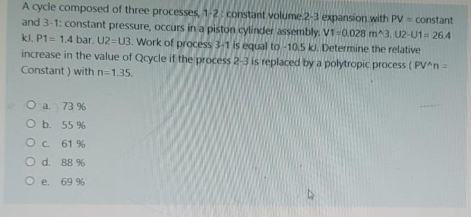 Solved A cycle composed of three processes, 1-2 constant | Chegg.com