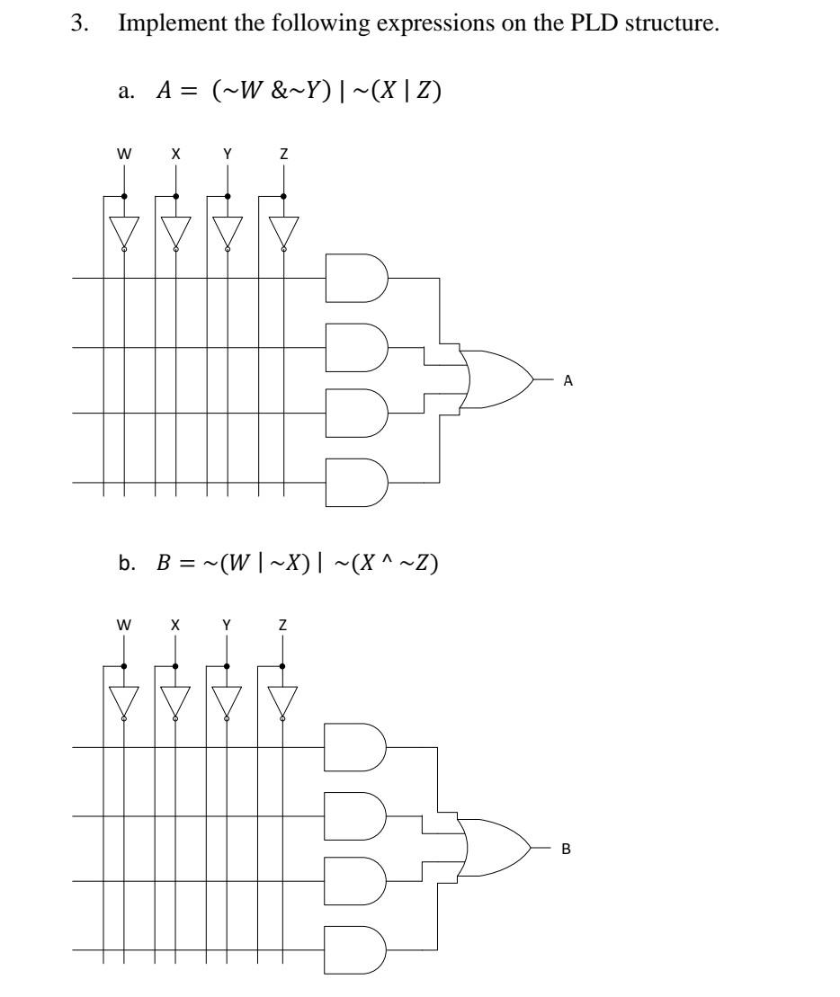 Solved 3. Implement the following expressions on the PLD | Chegg.com