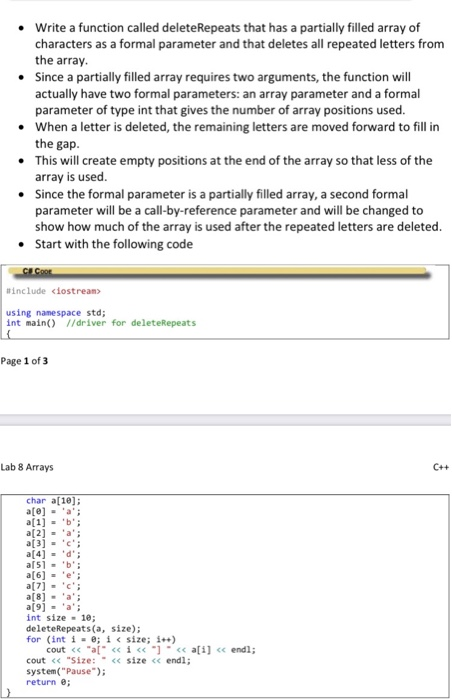 Solved Write a function called deleteRepeats that has a | Chegg.com