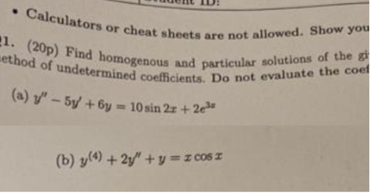 Solved Calculators or cheat sheets are not allowed. Show | Chegg.com