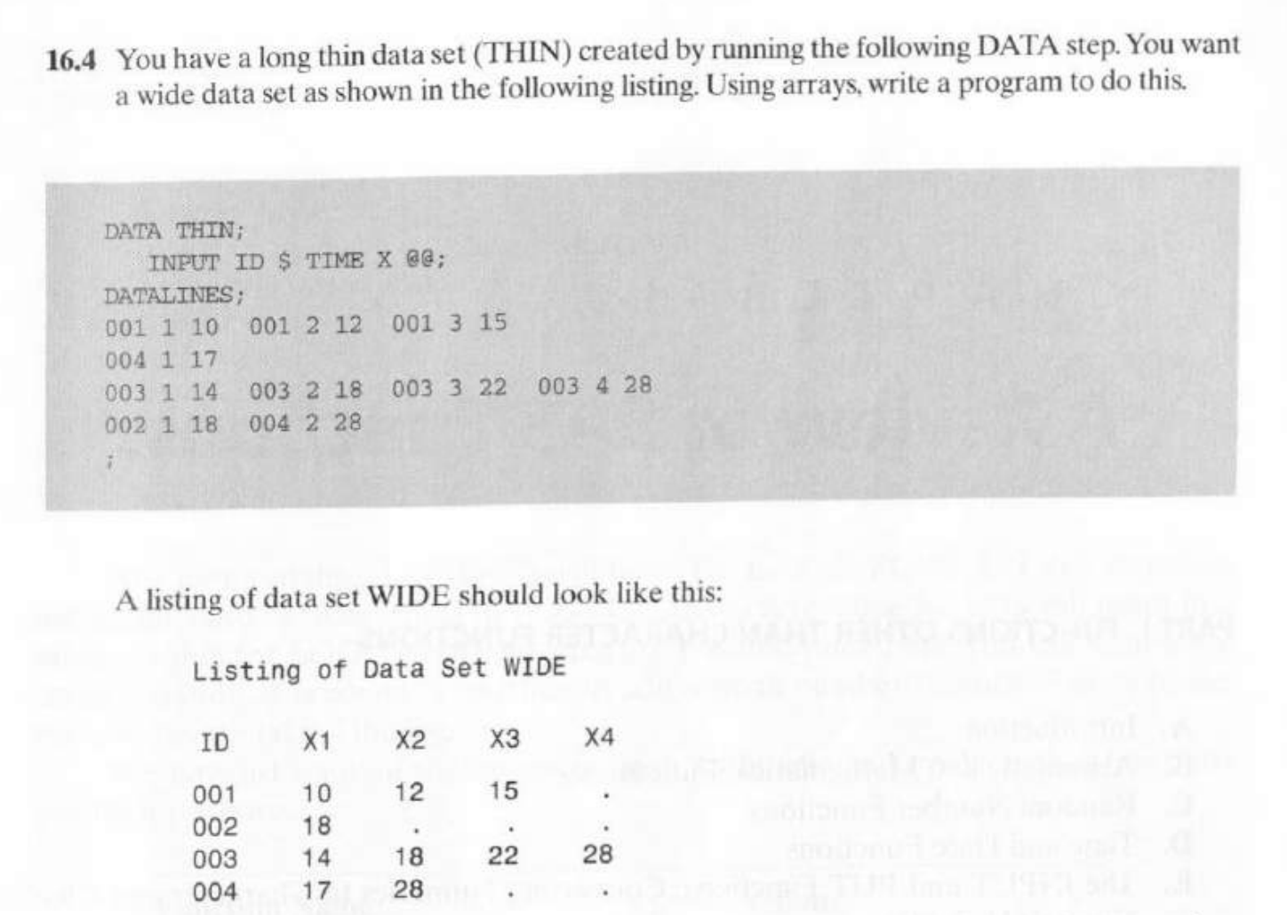 Solved USING SAS 16.4 ﻿You have a long thin data set (THIN) | Chegg.com