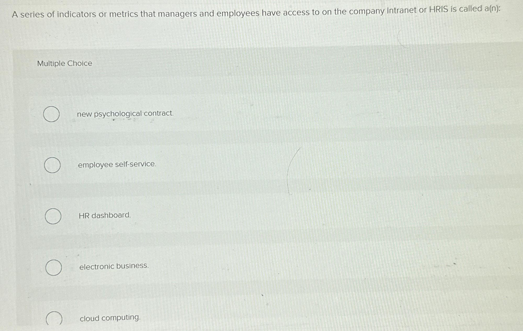 Solved A series of indicators or metrics that managers and | Chegg.com