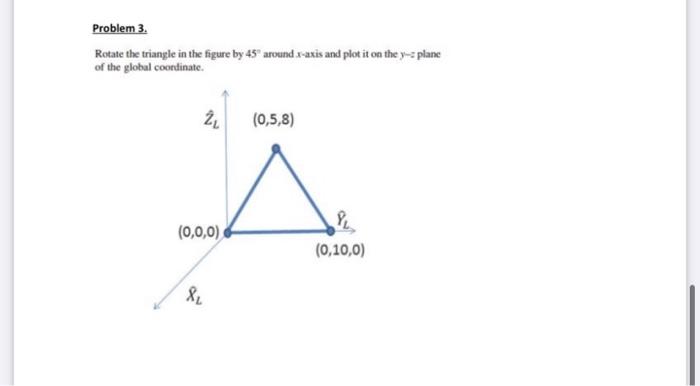 Solved Problem 3. Rotate the triangle in the figure by 45" | Chegg.com