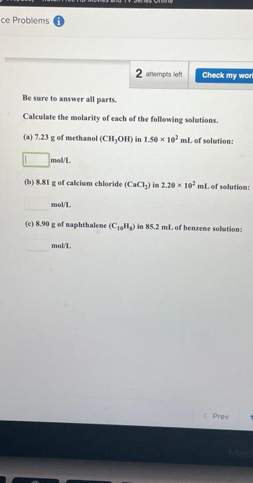 Solved SOS ce Problems 2 attempts left Check my work Be sure | Chegg.com