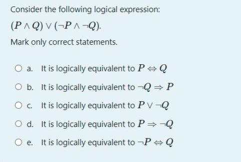 Solved Consider the following logical expression: | Chegg.com