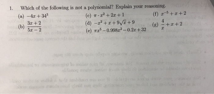Solved 1. Which of the following is not a polynomial? | Chegg.com
