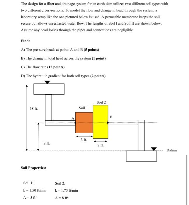 Solved The design for a filter and drainage system for an | Chegg.com
