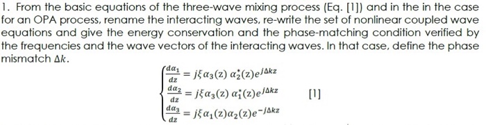 1. From the basic equations of the three-wave mixing | Chegg.com