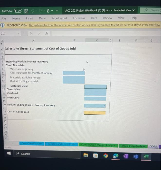 Milestone One - Variable and Fixed Costs Total | Chegg.com