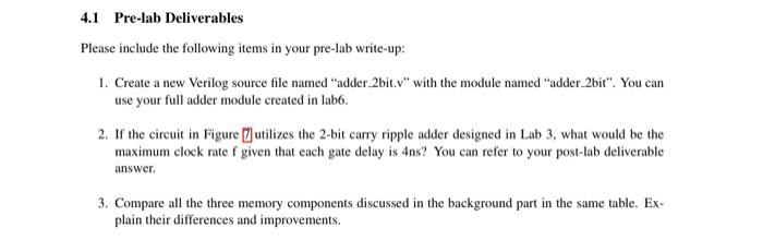 Solved 4.1 Pre-lab Deliverables Please include the following | Chegg.com