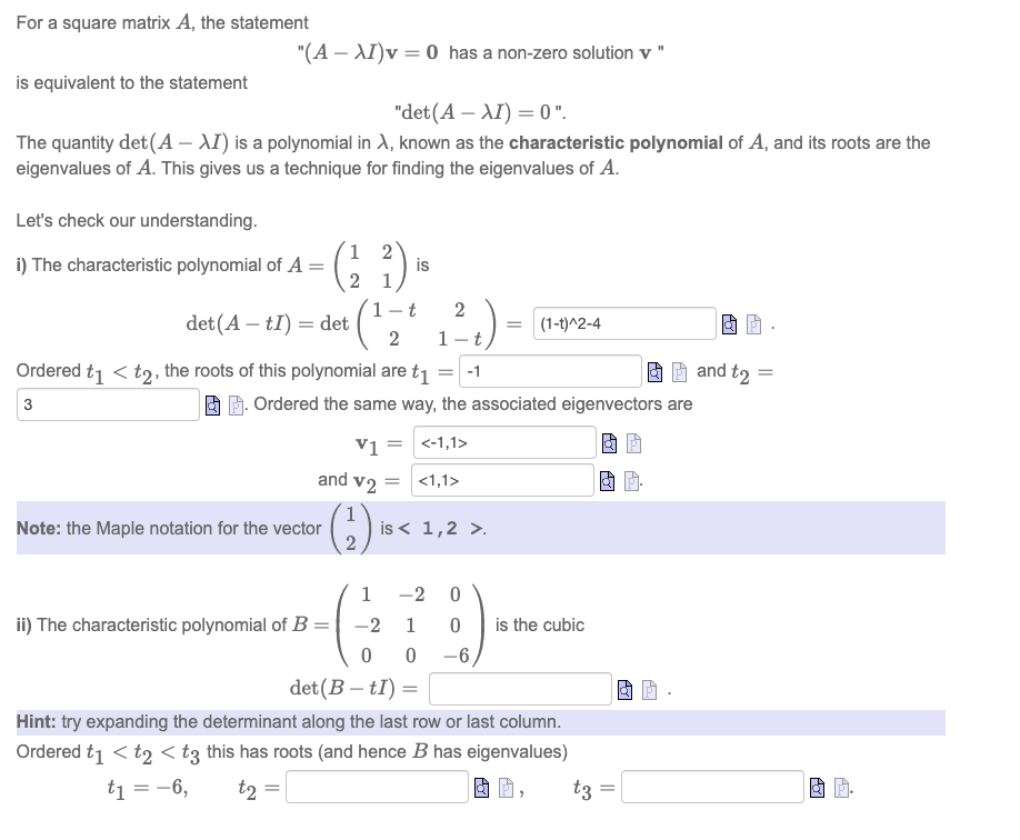 Solved For a square matrix A, ﻿the statement ﻿(A-lambda | Chegg.com