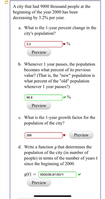 Solved A city that had 9000 thousand people at the beginning | Chegg.com