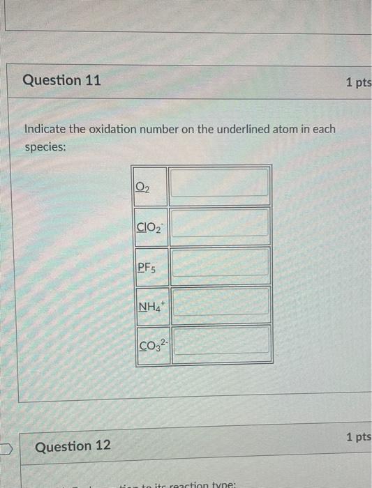 Solved Indicate The Oxidation Number On The Underlined Atom