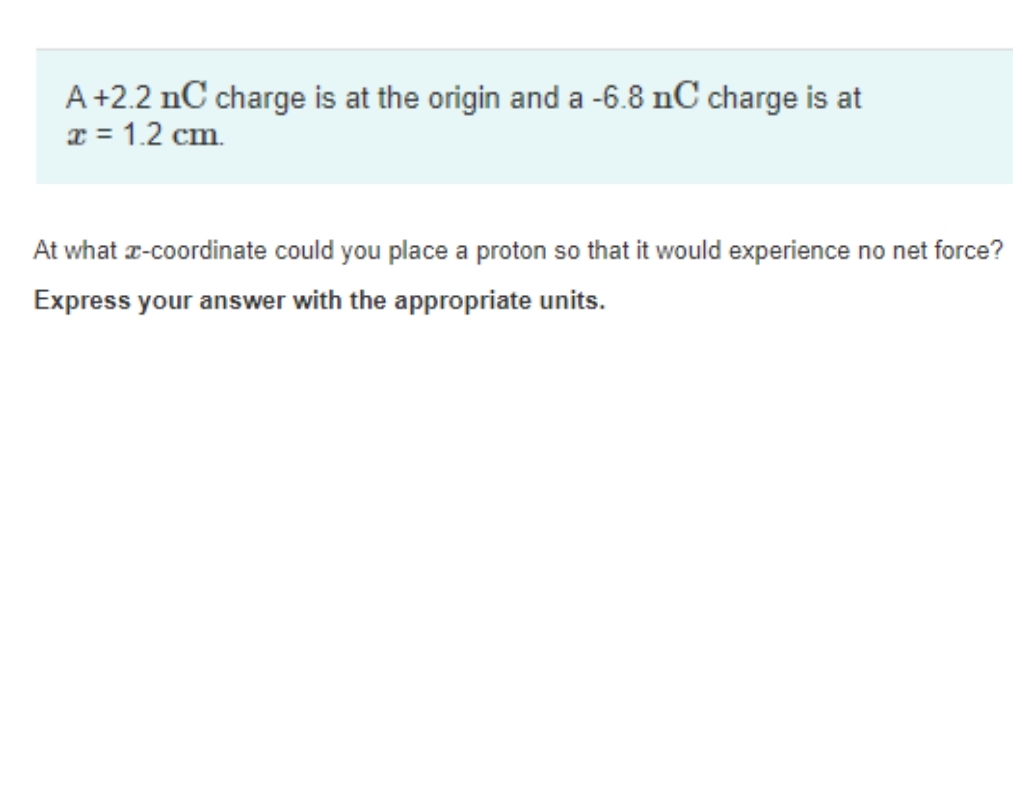 Solved A+2.2nC ﻿charge is at the origin and a -6.8 ﻿nC | Chegg.com