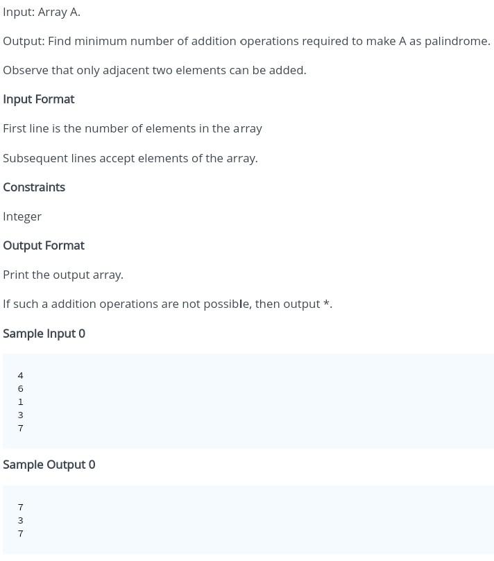 Solved Input Array A Output Find Minimum Number Of 5724