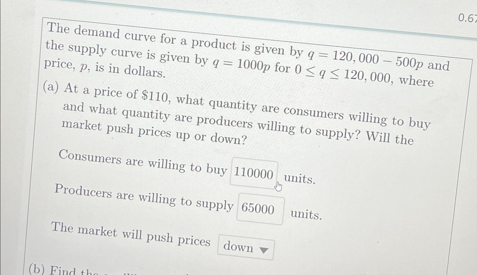 Solved The demand curve for a product is given by | Chegg.com