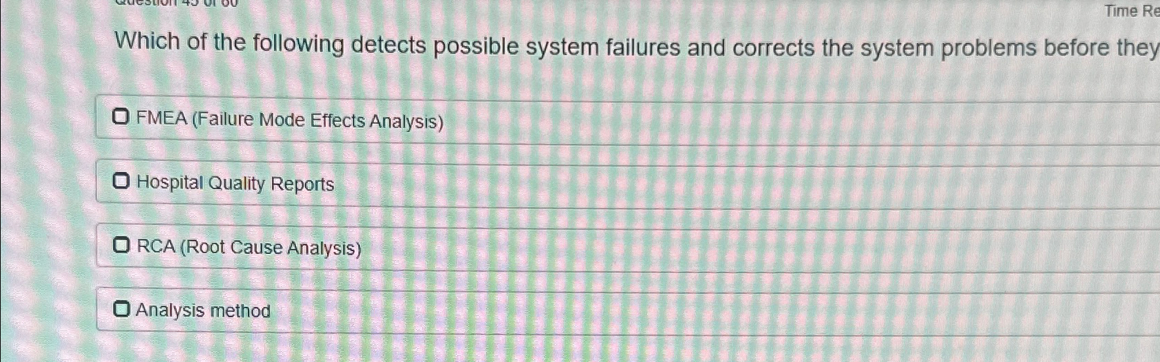 Solved Which of the following detects possible system | Chegg.com