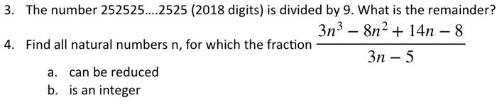 Solved 3. The number 252525…..2525 (2018 digits) is divided | Chegg.com