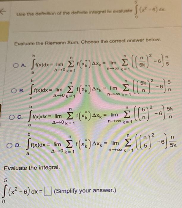 Solved Use the definition of the definite integral to | Chegg.com
