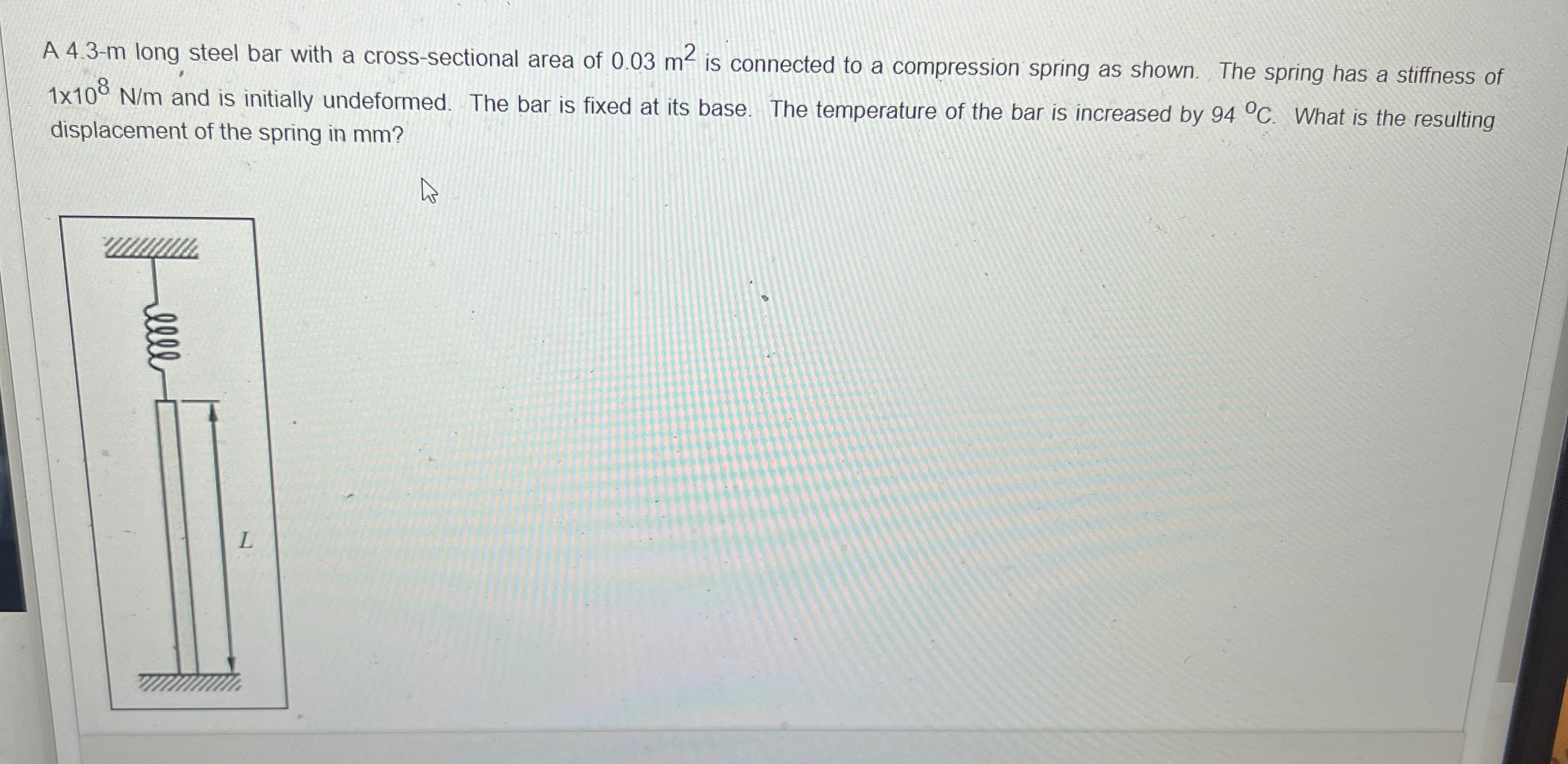 Solved A 4.3-m long steel bar with a cross-sectional area of | Chegg.com
