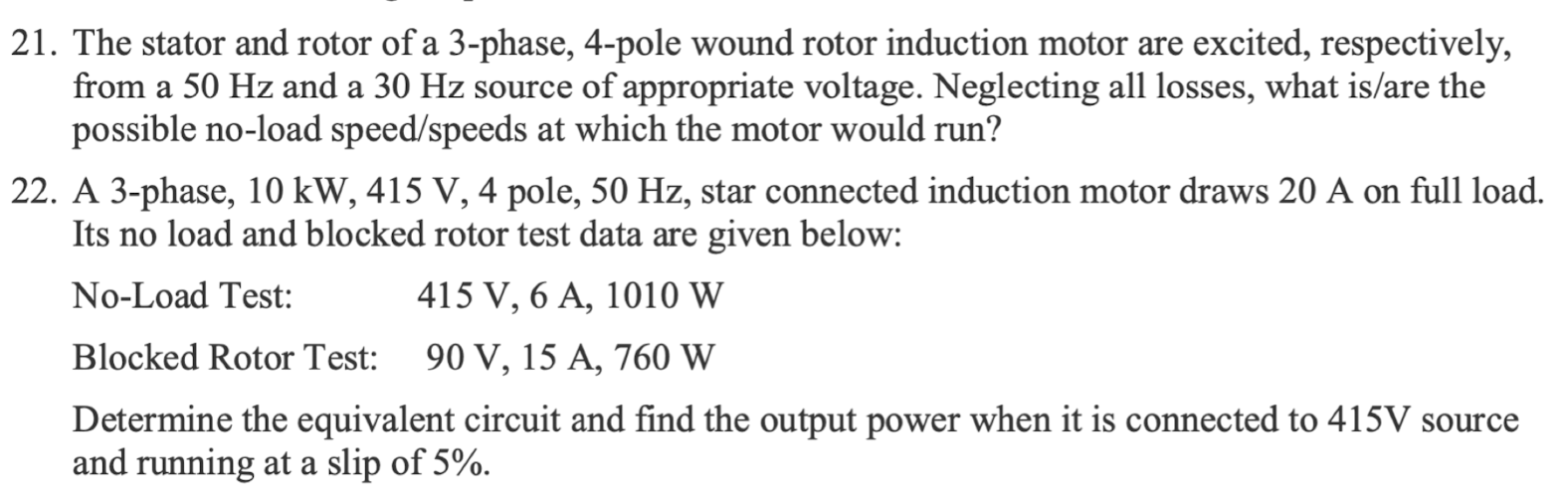Solved The stator and rotor of a 3-phase, 4-pole wound rotor | Chegg.com