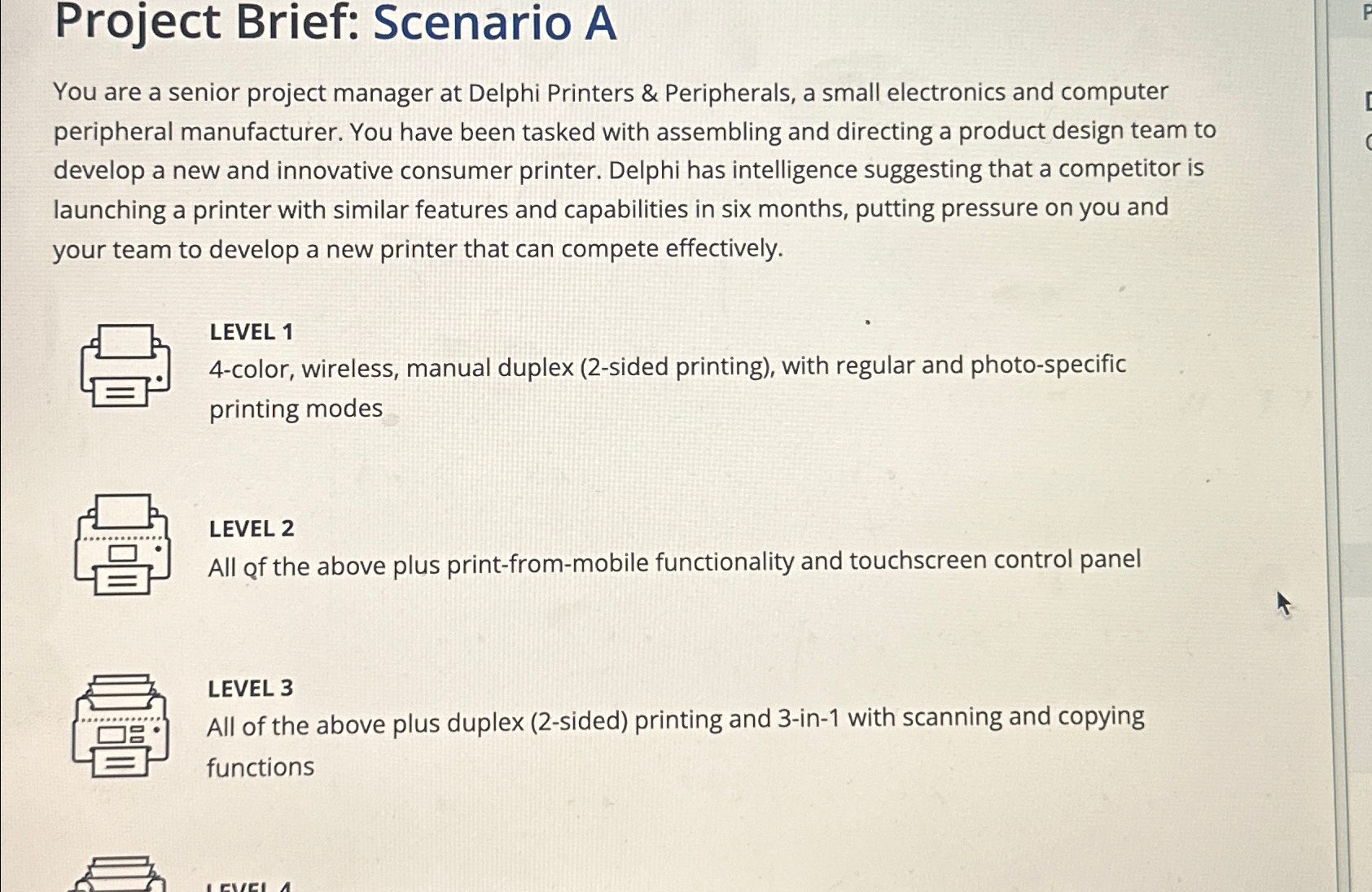 Solved Project Brief: Scenario AYou are a senior project | Chegg.com
