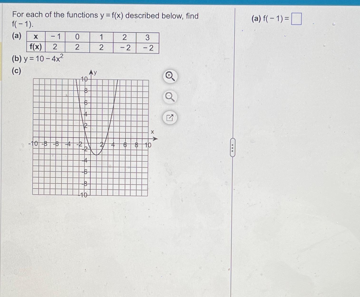 Solved For each of the functions y=f(x) ﻿described below, | Chegg.com